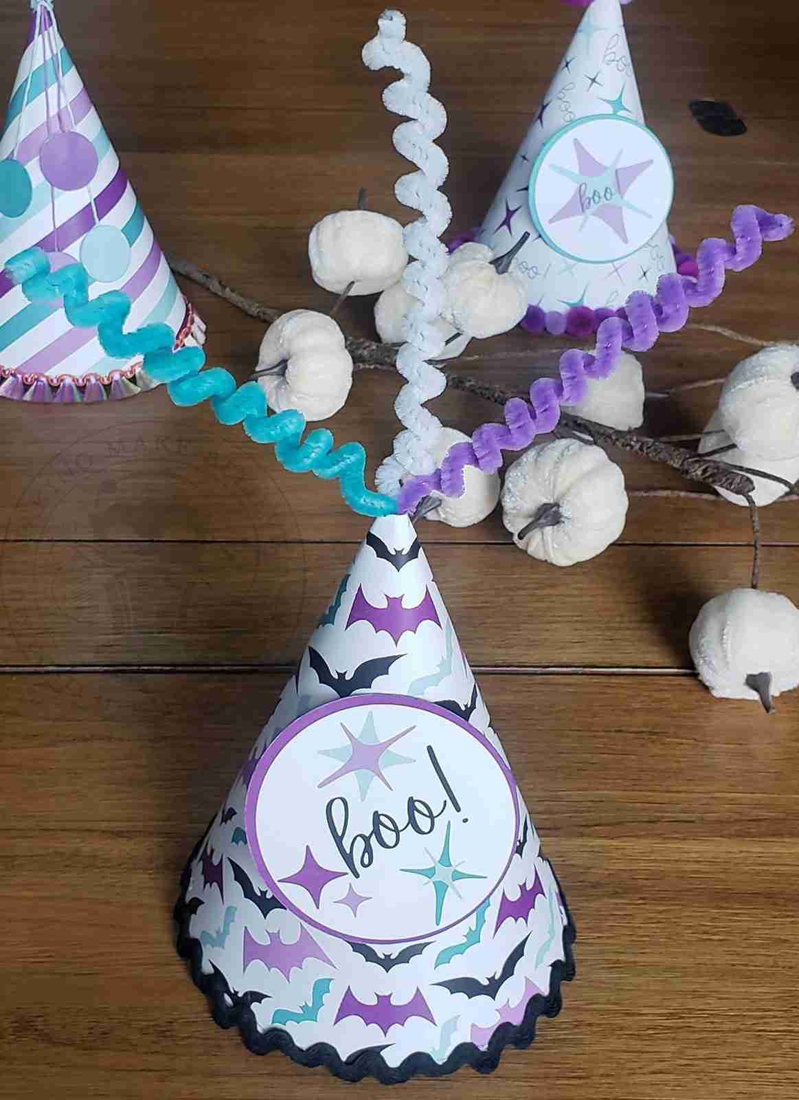 Halloween Printable DIY Party Hats Boos & Bats - Making Make Believe