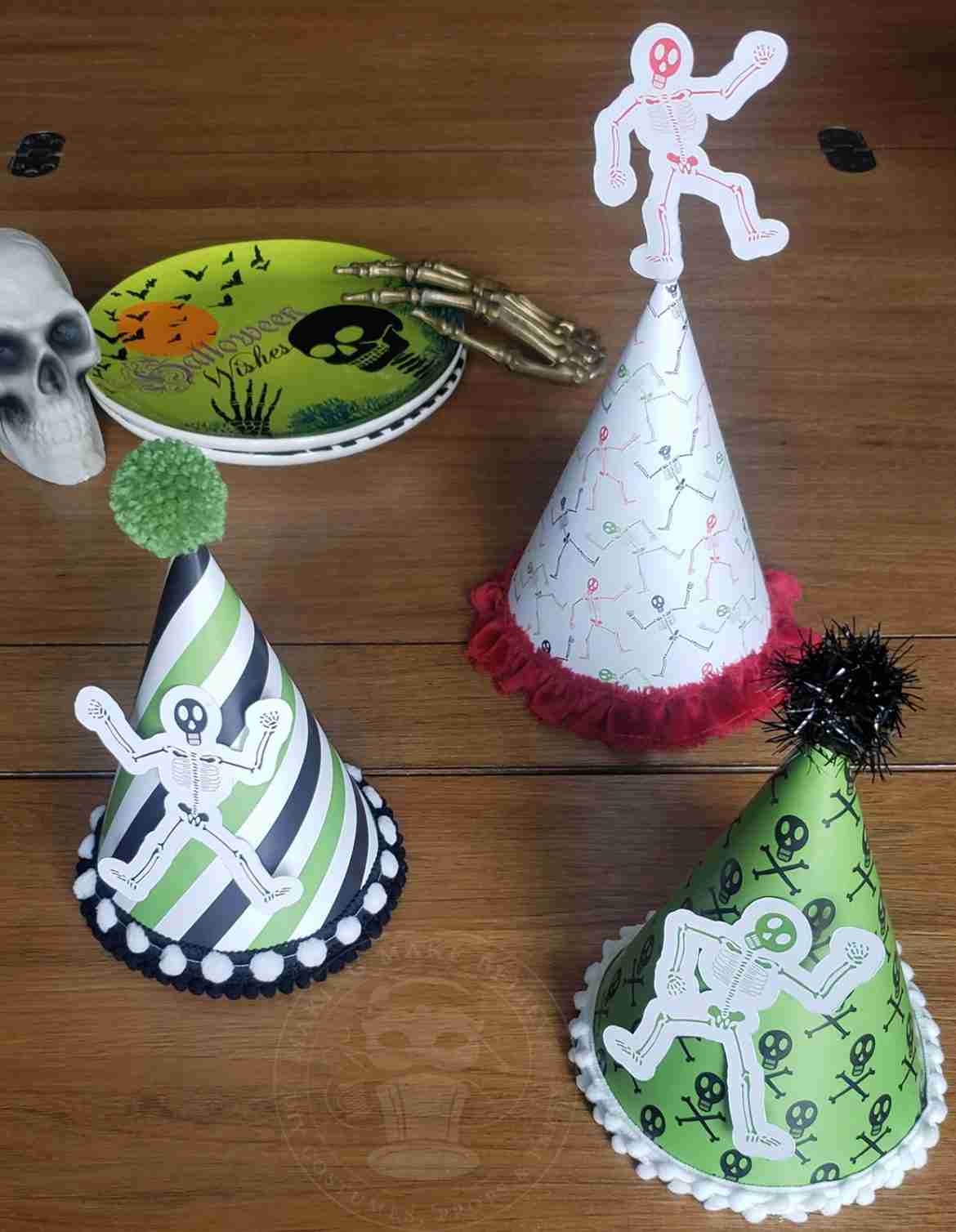 Halloween Printable DIY Party Hats Skeleton Dance Template - Making ...